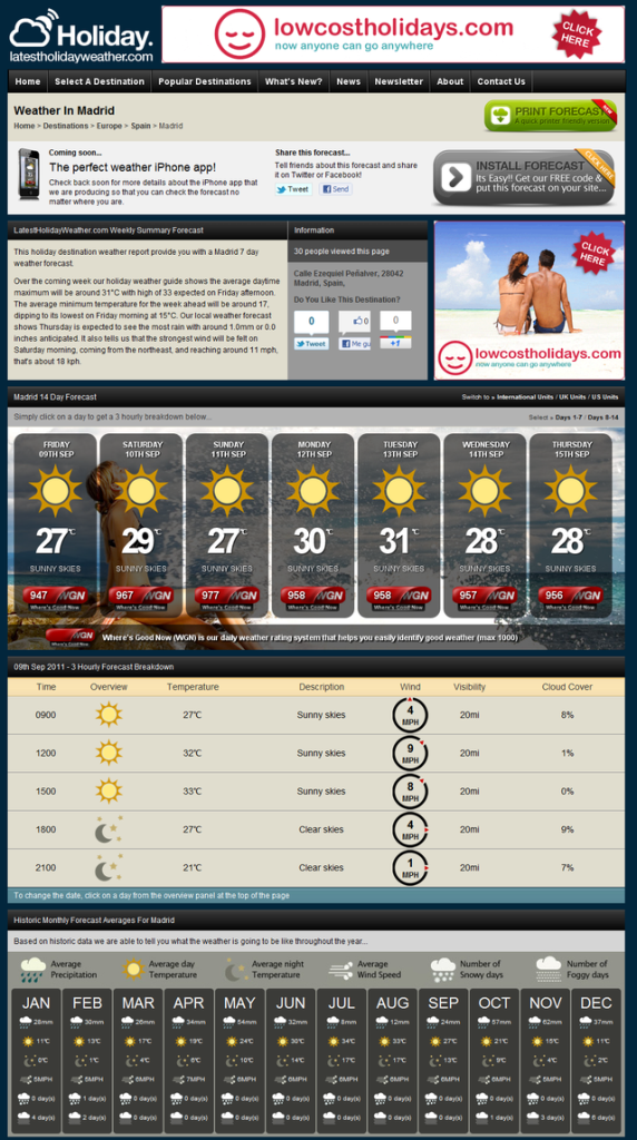 Latest Holiday Weather, información detallada de la previsión ...