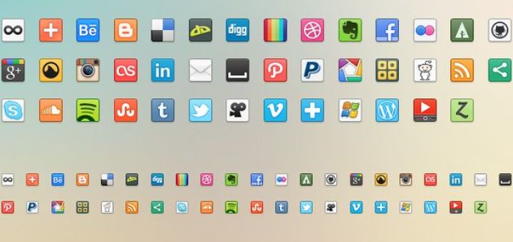 Flat Social Icon Set, un pack formado por 24 iconos sociales planos