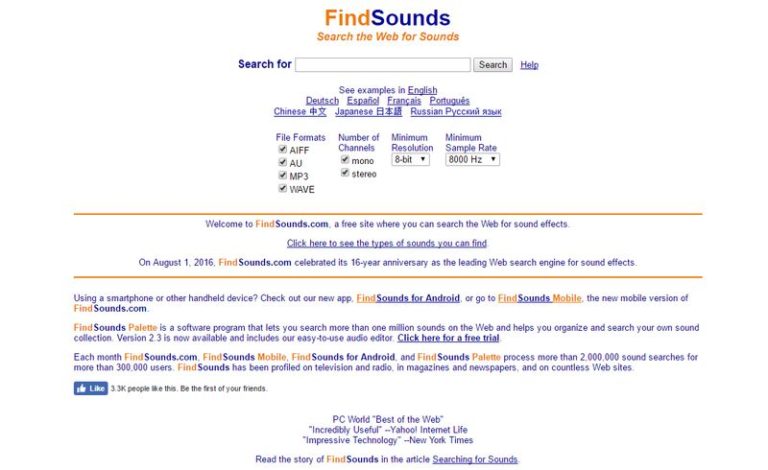 FindSounds: mayor buscador para audios, sonidos y efectos de sonido