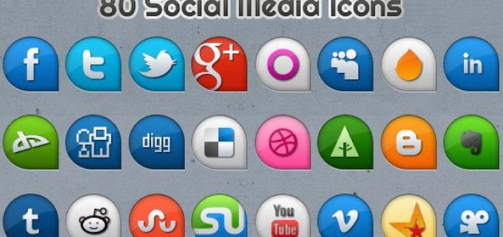Flat Social Icon Set, un pack formado por 24 iconos sociales planos