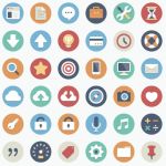90 circle icons, bonita colección de iconos planos con forma circular