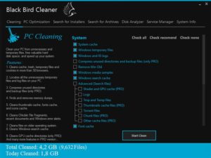 Black Bird Cleaner: software gratuito para limpiar y optimizar el PC
