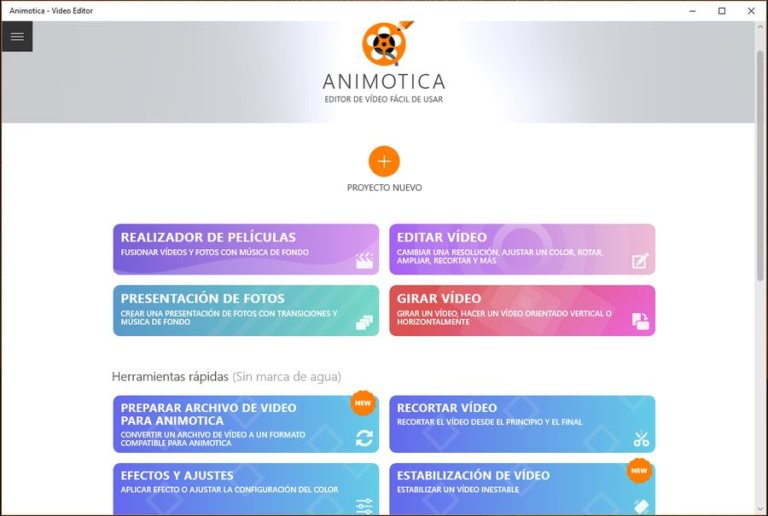 Buen editor de vídeos para Windows 10: Animotica