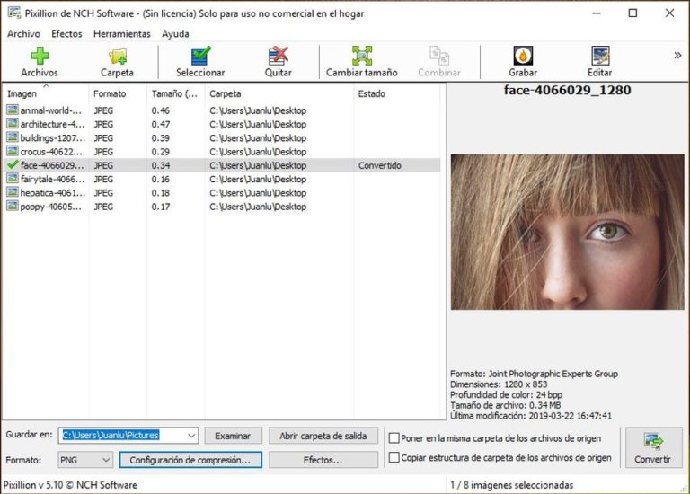Pixillion: convertidor y redimensionador de imágenes gratuito