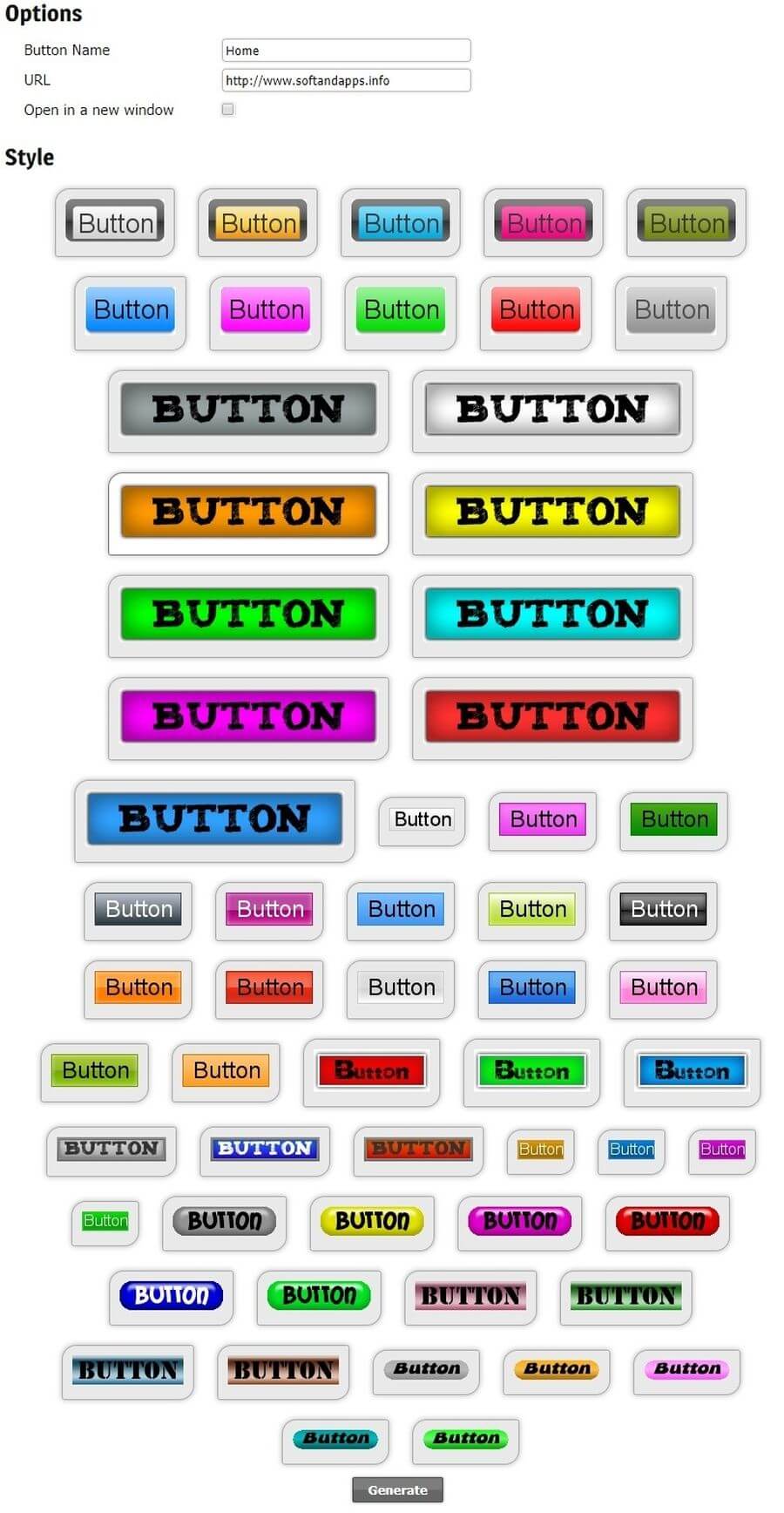 Generador de botones online y gratis para la web y apps