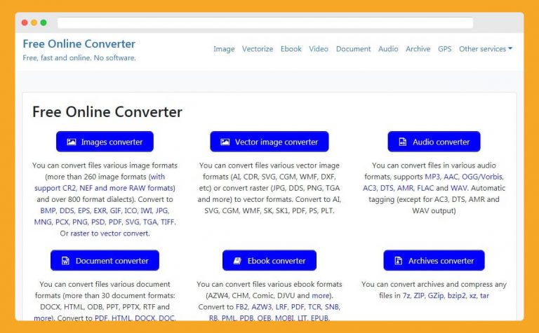 Convertir todo tipo de archivos online y gratis con Free Online Converter