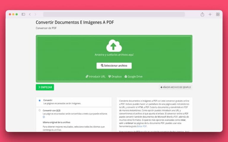 Convertir imágenes y documentos a PDF en línea y gratis