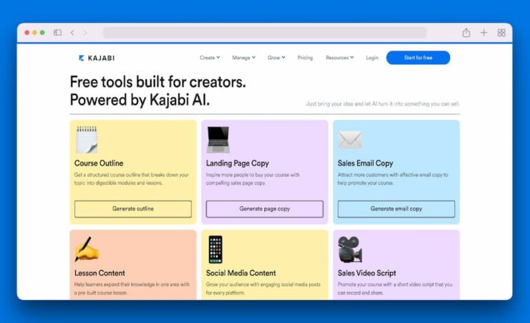 AI Creator Hub: herramientas IA gratuitas para crear y promover cursos