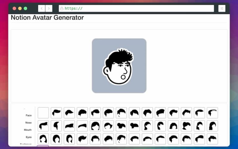 Crear avatar con estilo Notion gratis: Notion Avatar Generator