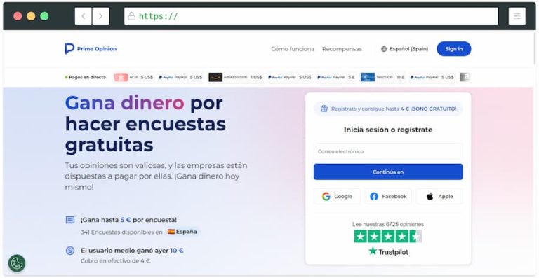 Prime Opinion: ganar dinero con encuestas remuneradas