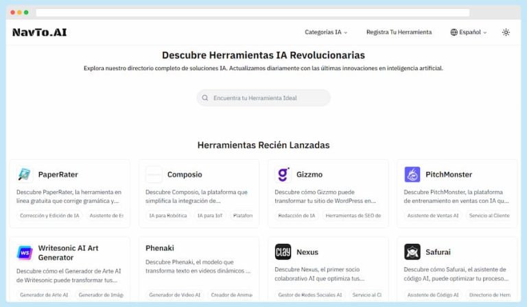 NavTo AI: directorio de herramientas de Inteligencia Artificial