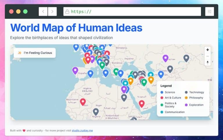 World Map of Human Ideas: origen de las ideas que cambiaron el mundo